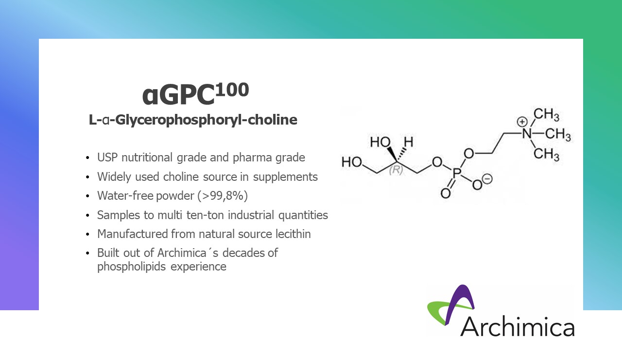 αGPC100 (L-α-Glycerophosphoryl-choline) USP nutritional grade